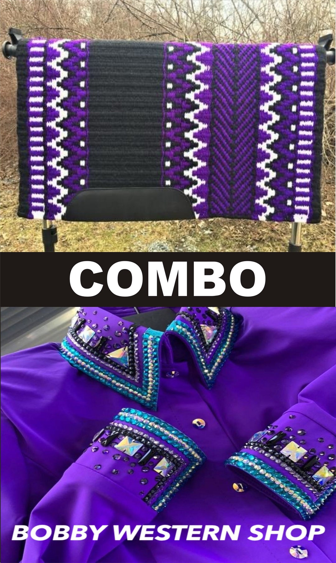 Western VIOLET Show Shirt and Saddle Pad COMBO for Rodeo Queen Horse ...