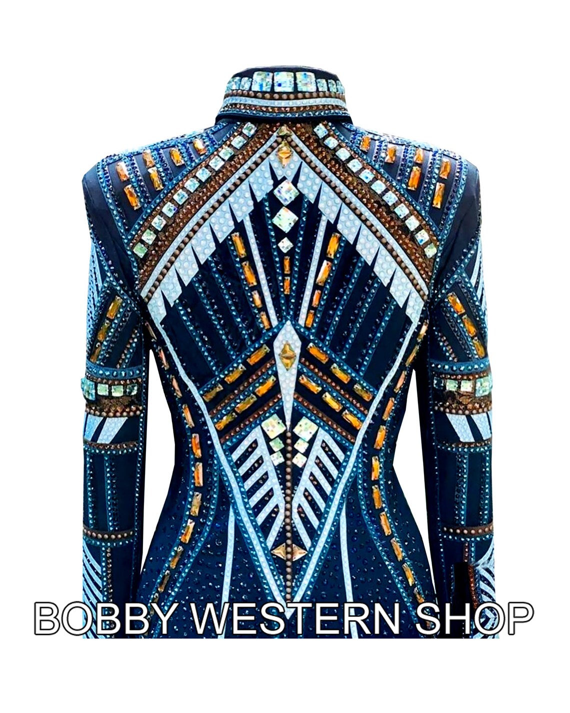 Western Women Blue and Brown With Navy Blue Base Show Jacket - Etsy