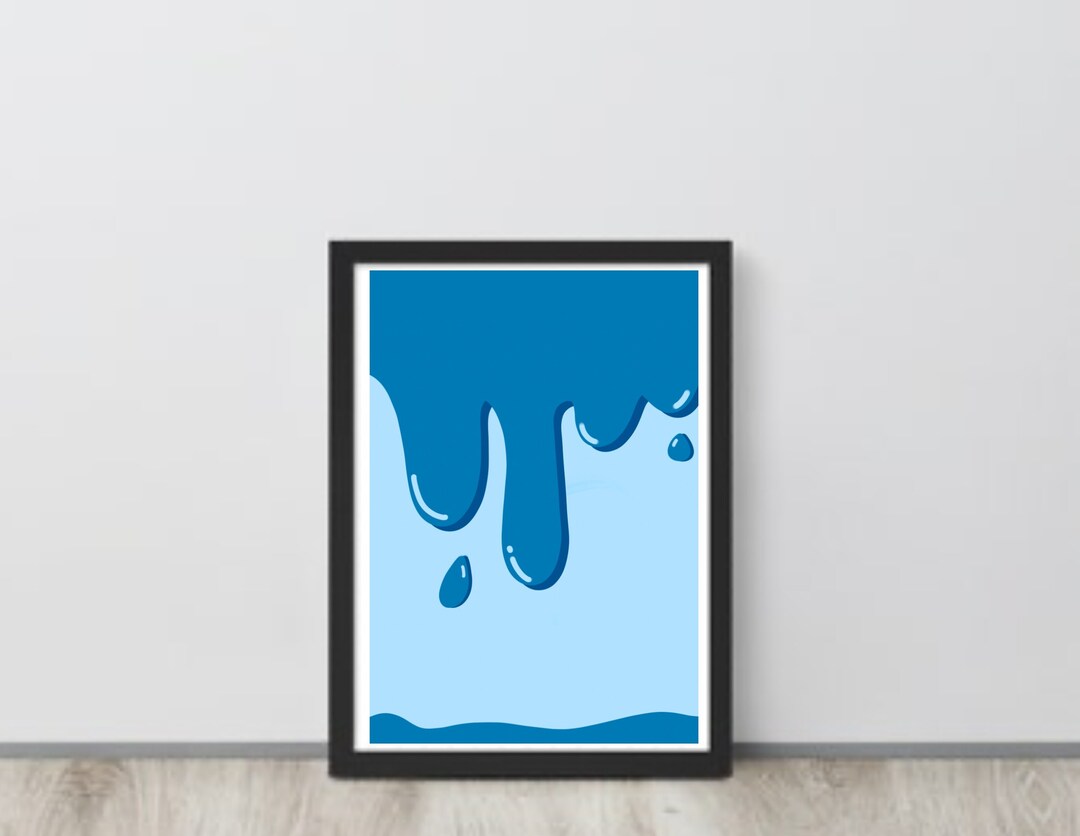 Blue Paint Drip Digital Art - Etsy