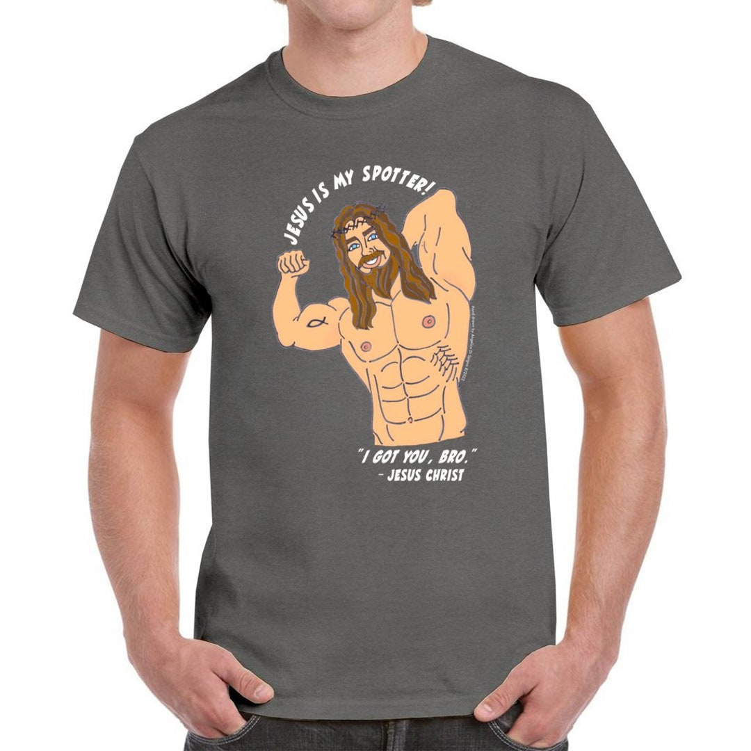 Muscular Jesus Christ Funny Cartoon Gym Bro Weightlifting - Etsy