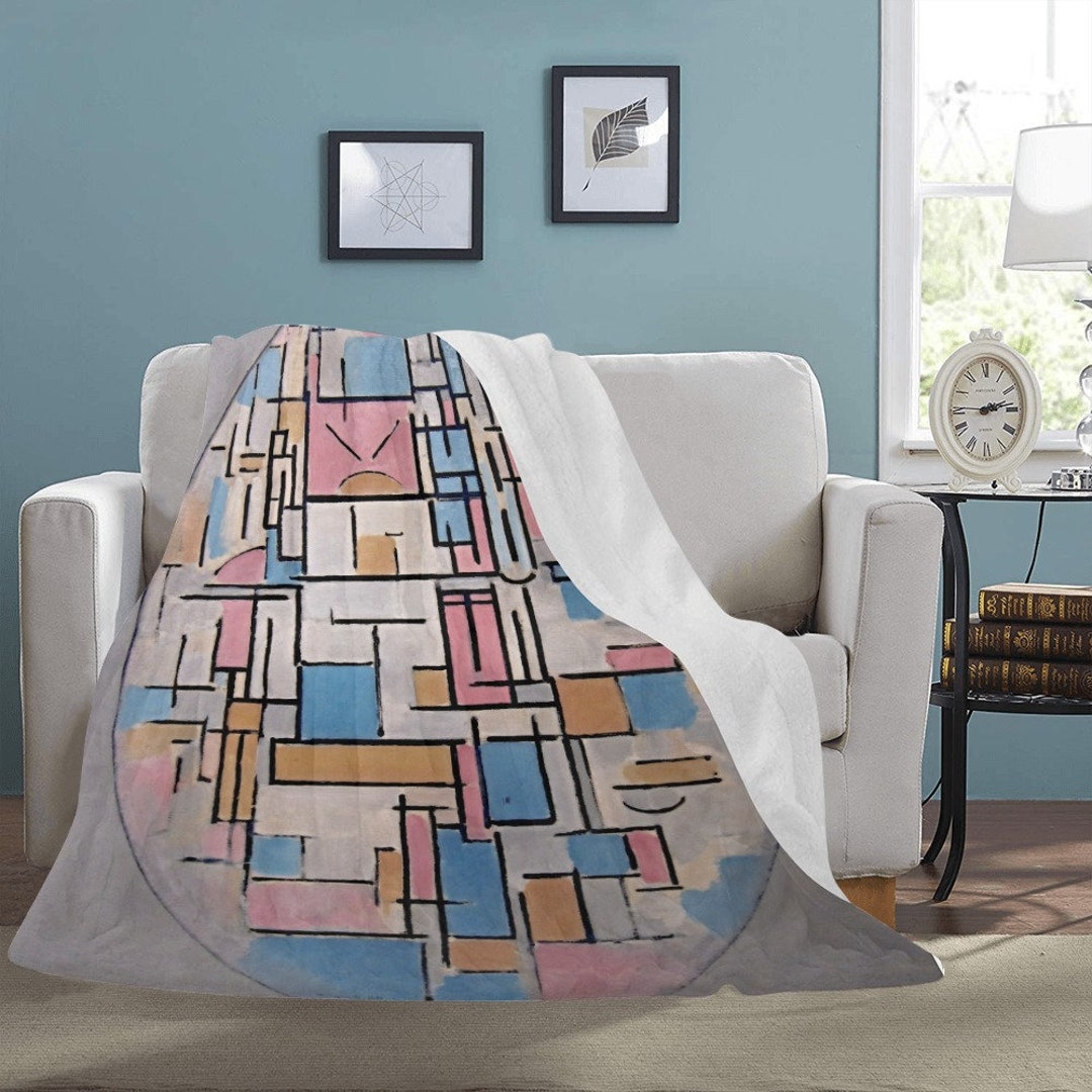 Piet Mondrian's Composition in Oval Ultra-soft Micro Fleece Blanket 60 ...