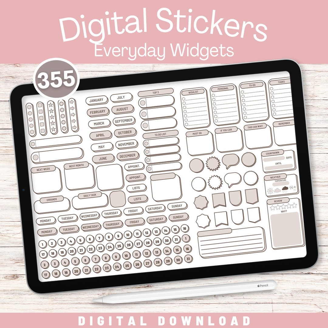 EVERYDAY WIDGETS Digital Stickers for Planners and Journals for ...