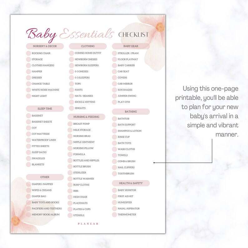 Baby Essentials Checklist Printable Baby Registry Checklist - Etsy