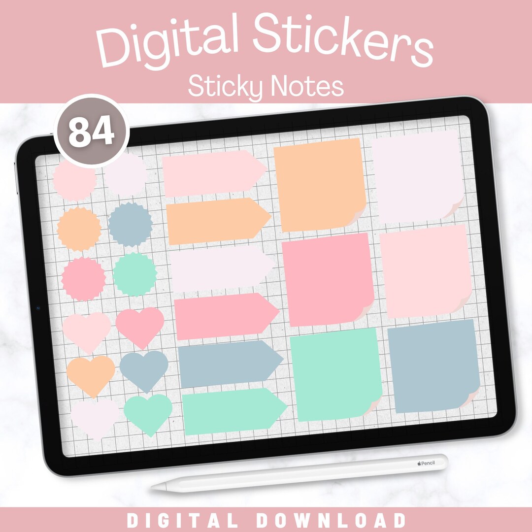 Pastel Sticky Notes Digital Planner Stickers, Student Memos for ...