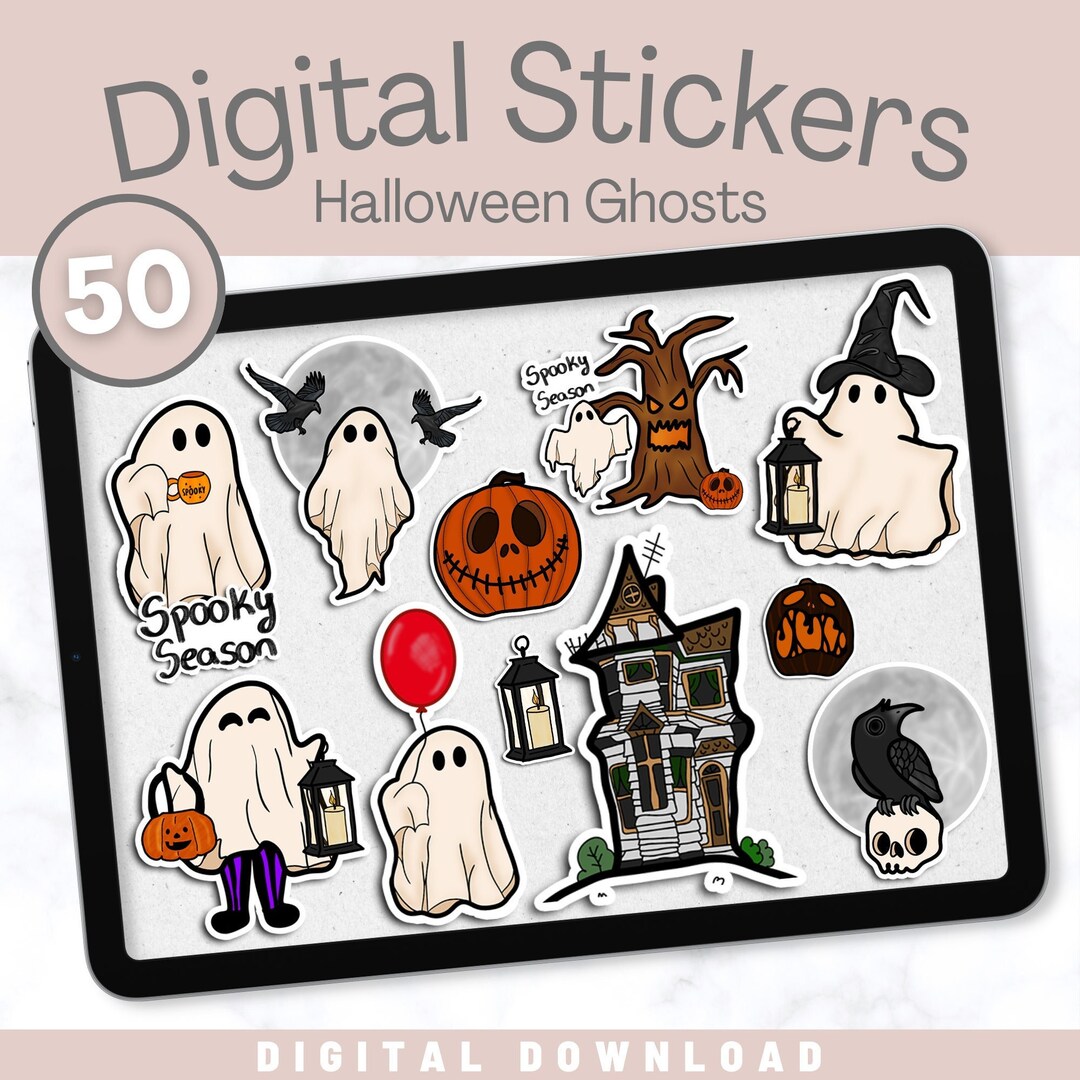 HALLOWEEN GHOSTS Digital Stickers for Goodnotes, Notability, XODO Retro ...