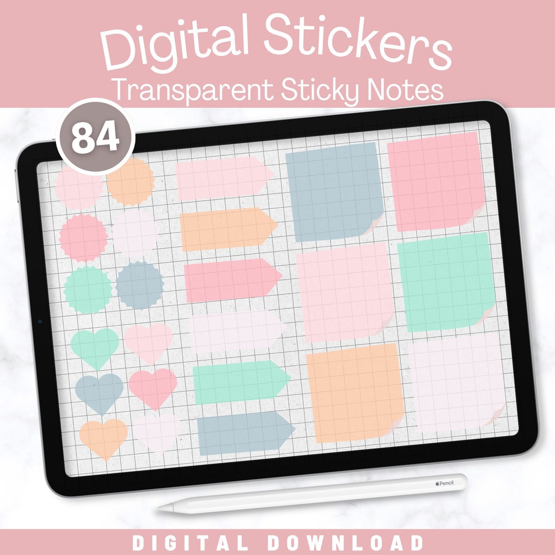 Transparent Pastel Digital Planner Stickers, Student Digital Sticky ...