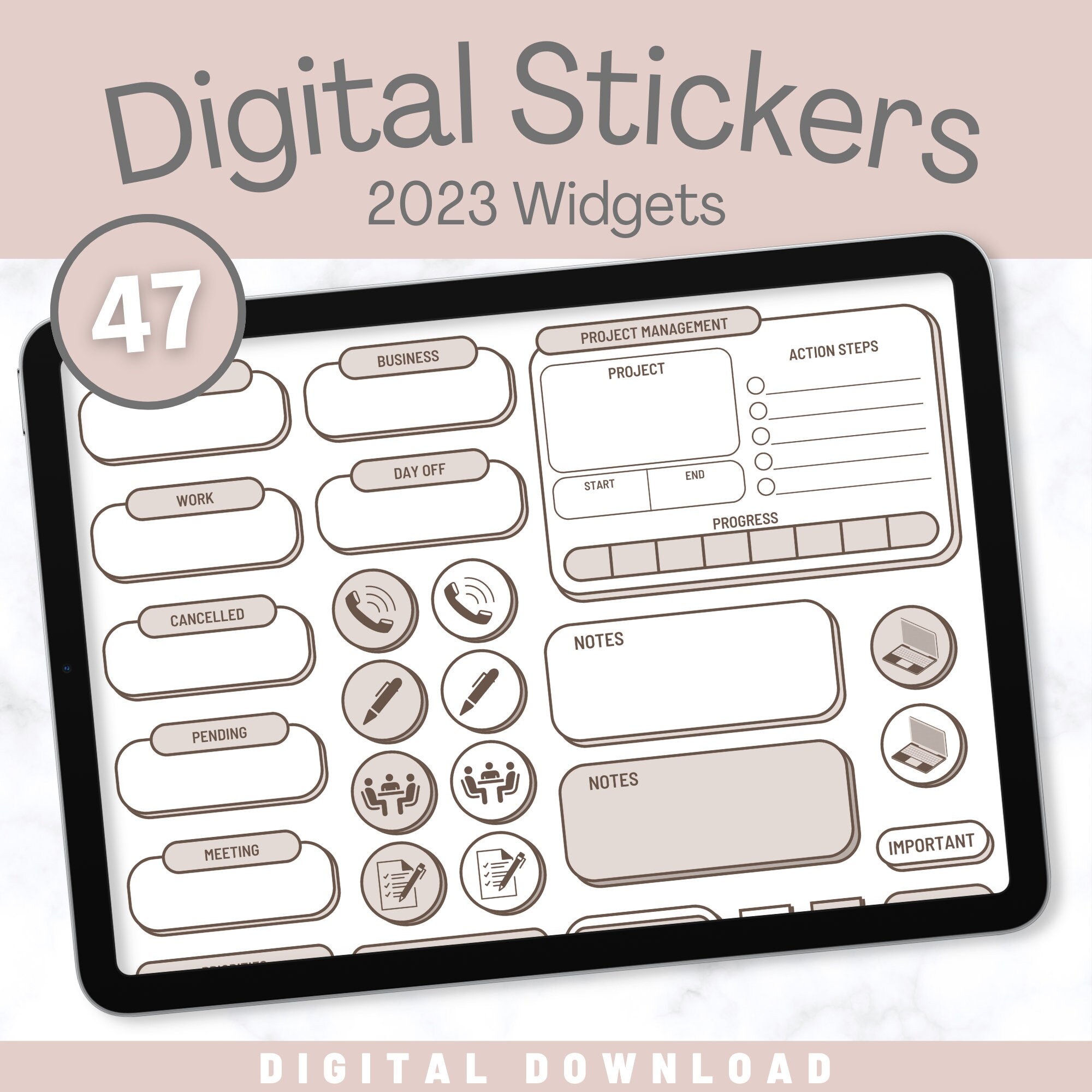 OFFICE WORK WIDGETS for Planners and Journals Digital Stickers - Etsy