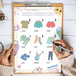 Kids Visual Packing List, 4 Printable Canva Editable Travel Checklist ...