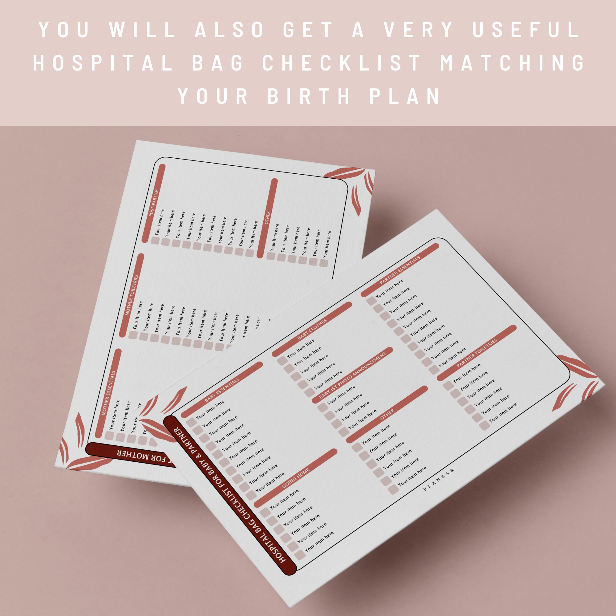 VISUAL BIRTH PLAN Editable & Printable Natural Birth - Etsy UK