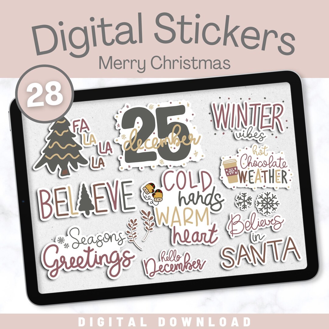 MERRY CHRISTMAS Digital Stickers for Goodnotes, Notability, Xodo Cute ...