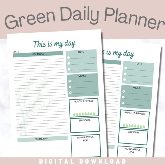 This is My Day Daily Planner Notepad A4 Daily Schedule Green - Etsy