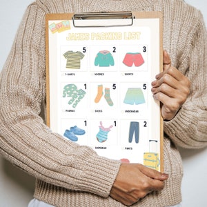 Kids Visual Packing List, 4 Printable Canva Editable Travel Checklist ...