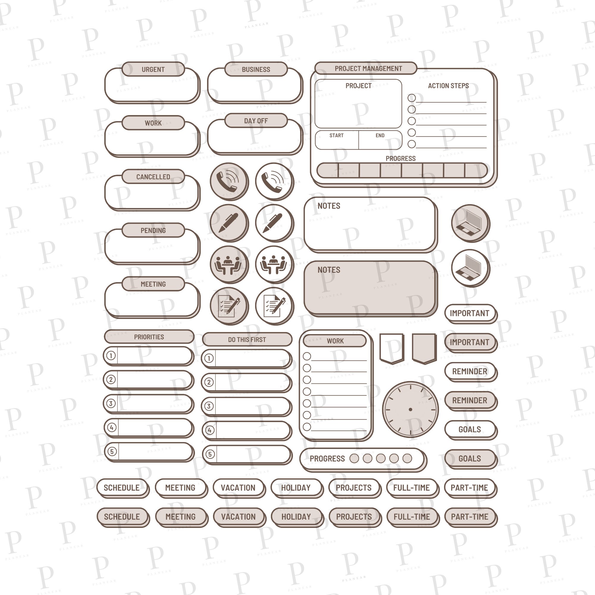 OFFICE WORK WIDGETS for Planners and Journals Digital Stickers - Etsy