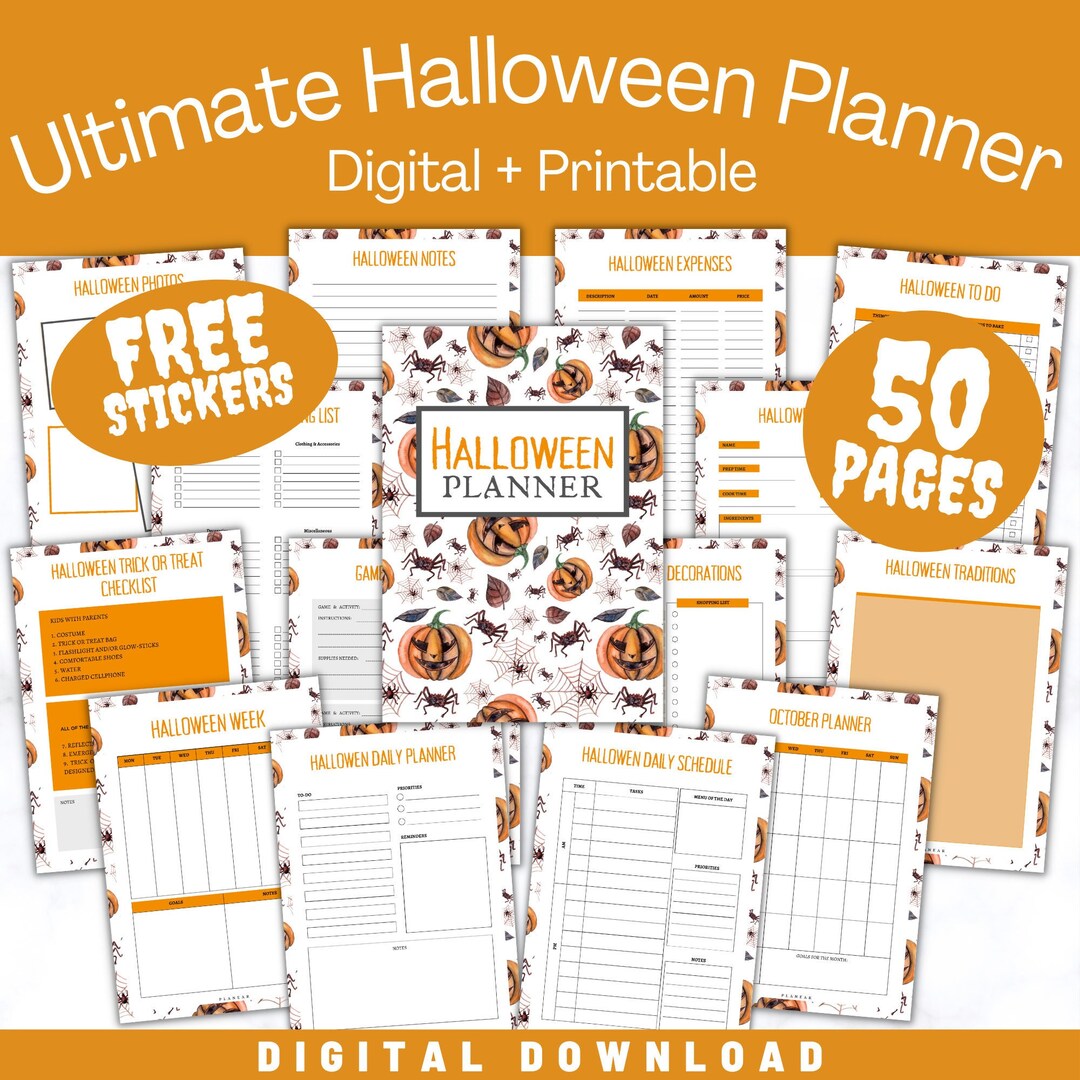 HALLOWEEN PLANNER Printable A4, A5, Letter, Hpclassic Inserts and ...