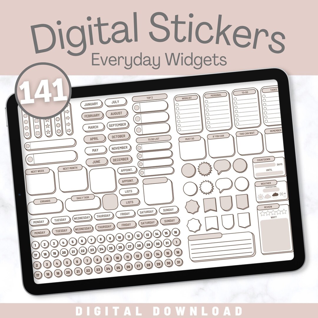 EVERYDAY WIDGETS for Planners and Journals Digital Stickers - Etsy
