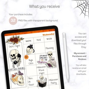 HALLOWEEN SKELETONS Digital Stickers for Goodnotes, Notability, XODO ...