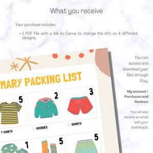 Kids Visual Packing List, 4 Printable Canva Editable Travel Checklist ...
