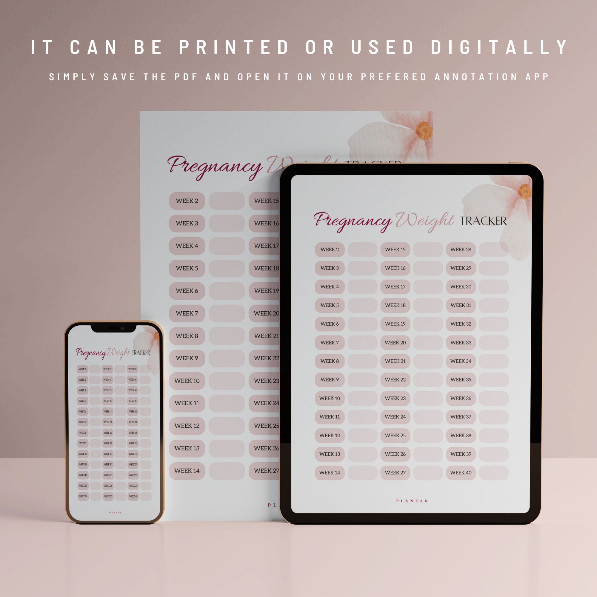 Pregnancy Weight Tracker Printable Healthy Baby Weight Gain - Etsy