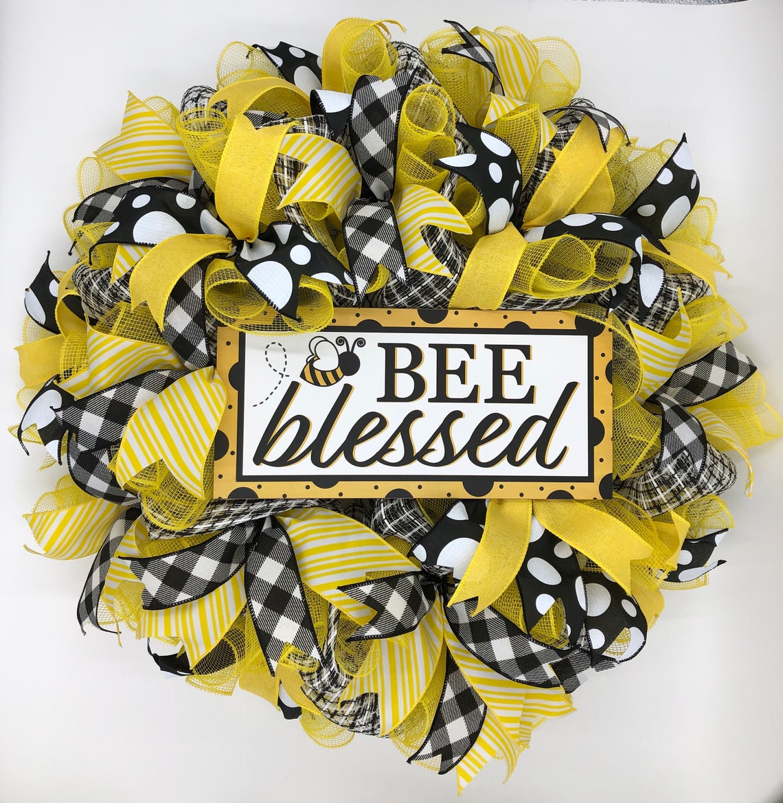 Bee Blessed Deco Mesh Wreath - Etsy