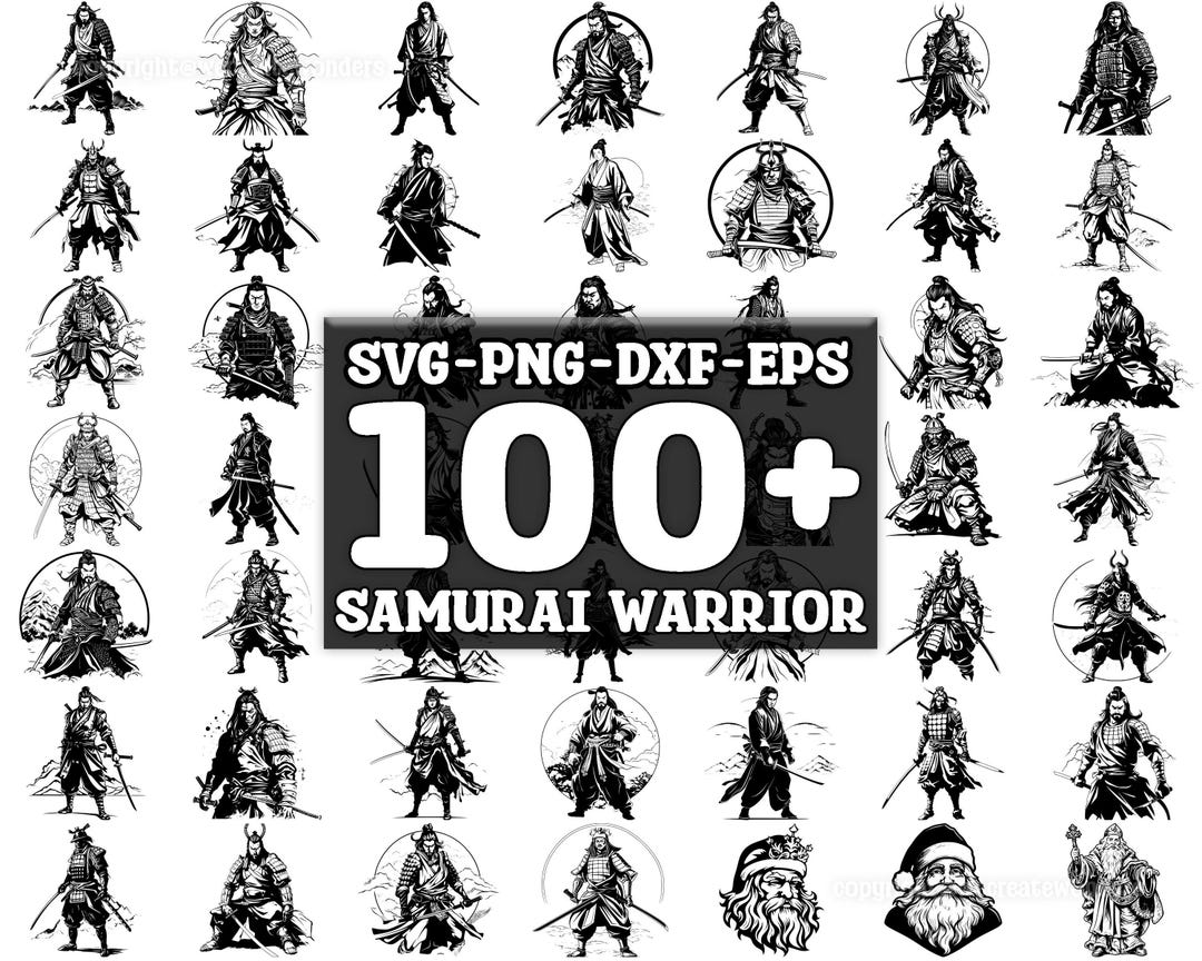 Samurai Warrior SVG Bundle, Set of 100, Instant Digital Download, Png ...