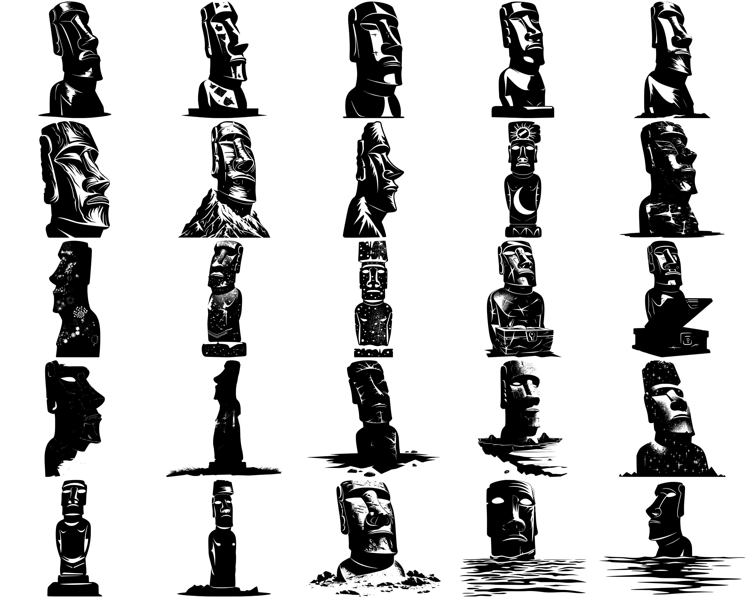 Moai Statues SVG Bundle, Set of 100, Instant Digital Download, Png, Svg ...