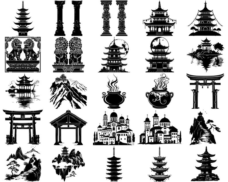 Eastern Temples SVG Bundle, Set of 100, Instant Digital Download, Png ...