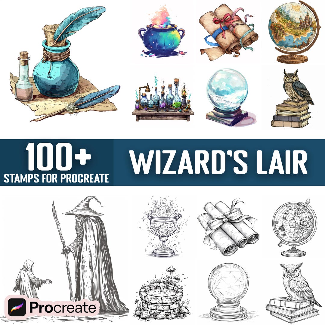100+ Wizard Lair Procreate Stamps, Brushes for Procreate, Instant ...
