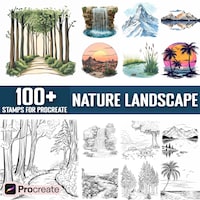 Procreate Landscape Brush Set: 40 Nature Element Stamps (digital ...