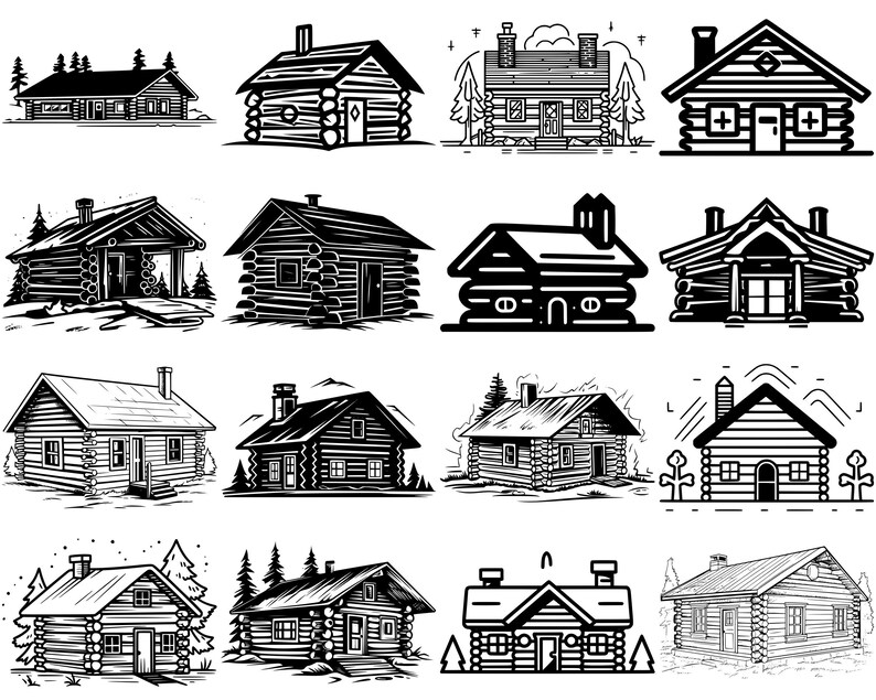 Log Cabin SVG Bundle, Set of 100, Instant Digital Download, Png, Svg ...