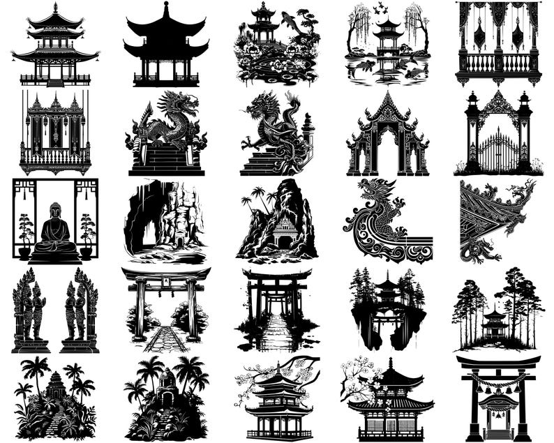 Eastern Temples SVG Bundle, Set of 100, Instant Digital Download, Png ...