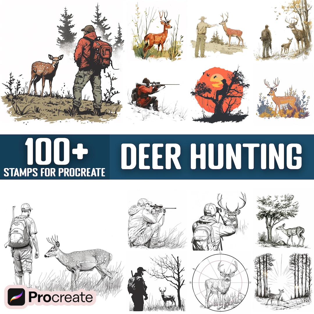 100+ Deer Hunting Procreate Stamps, Brushes for Procreate, Instant ...