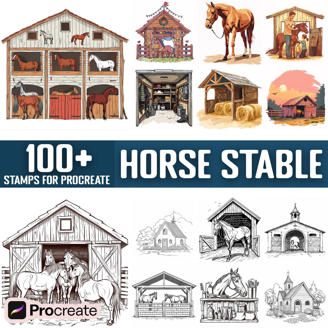 100+ Horse Stable Procreate Stamps, Brushes for Procreate, Instant ...