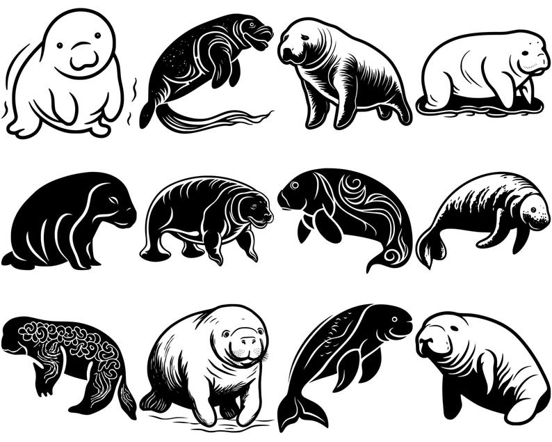 Manatee SVG Bundle, Set of 100, Instant Digital Download, Png, Svg, Eps ...