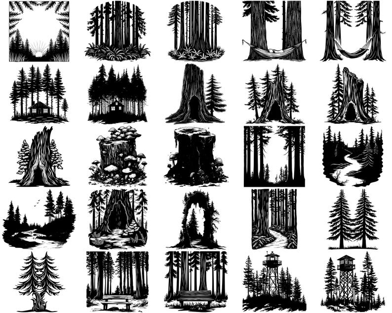 Massive Redwood Tree SVG Bundle, Set of 100, Instant Digital Download ...