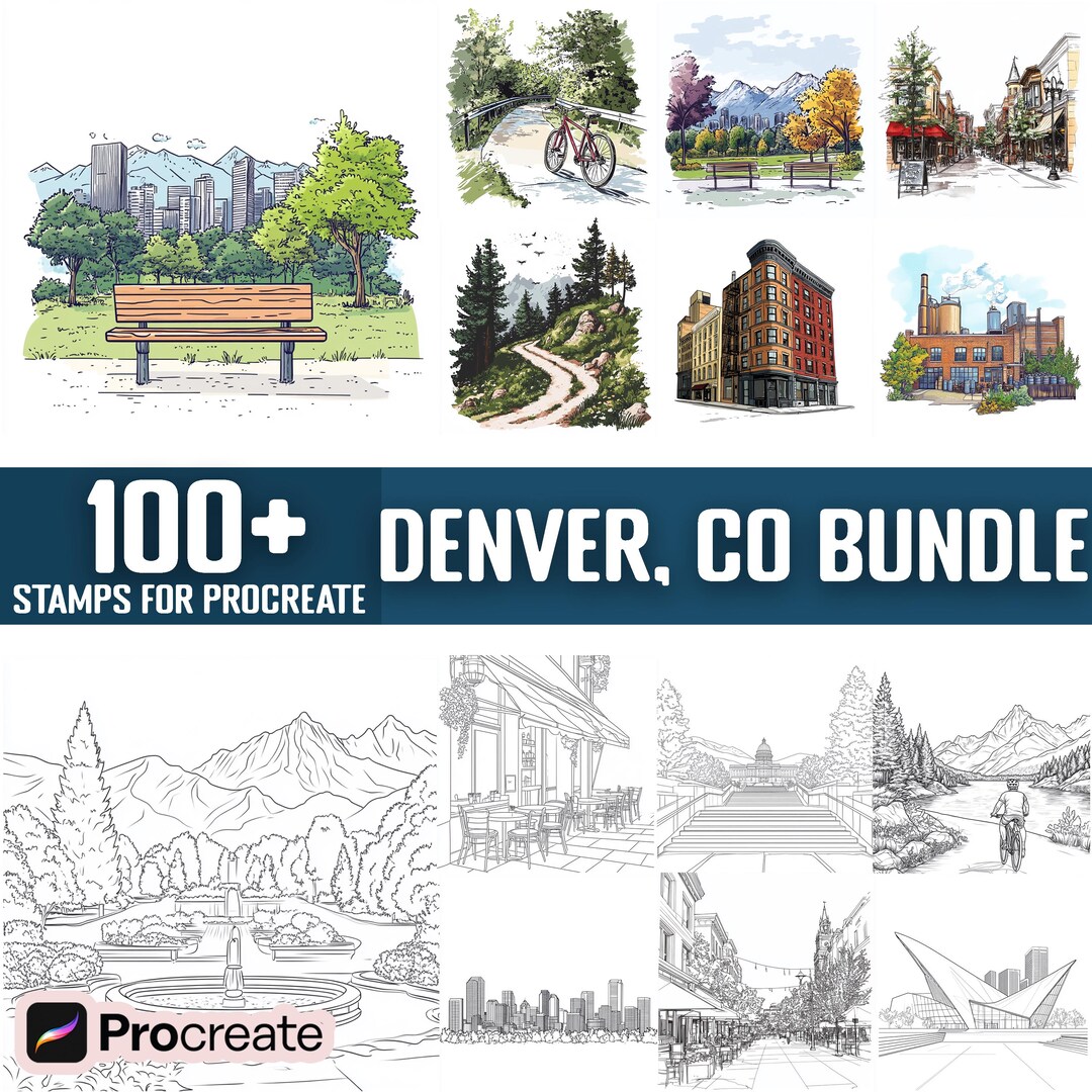 100+ Denver, Colorado Procreate Stamps, Brushes for Procreate, Instant ...