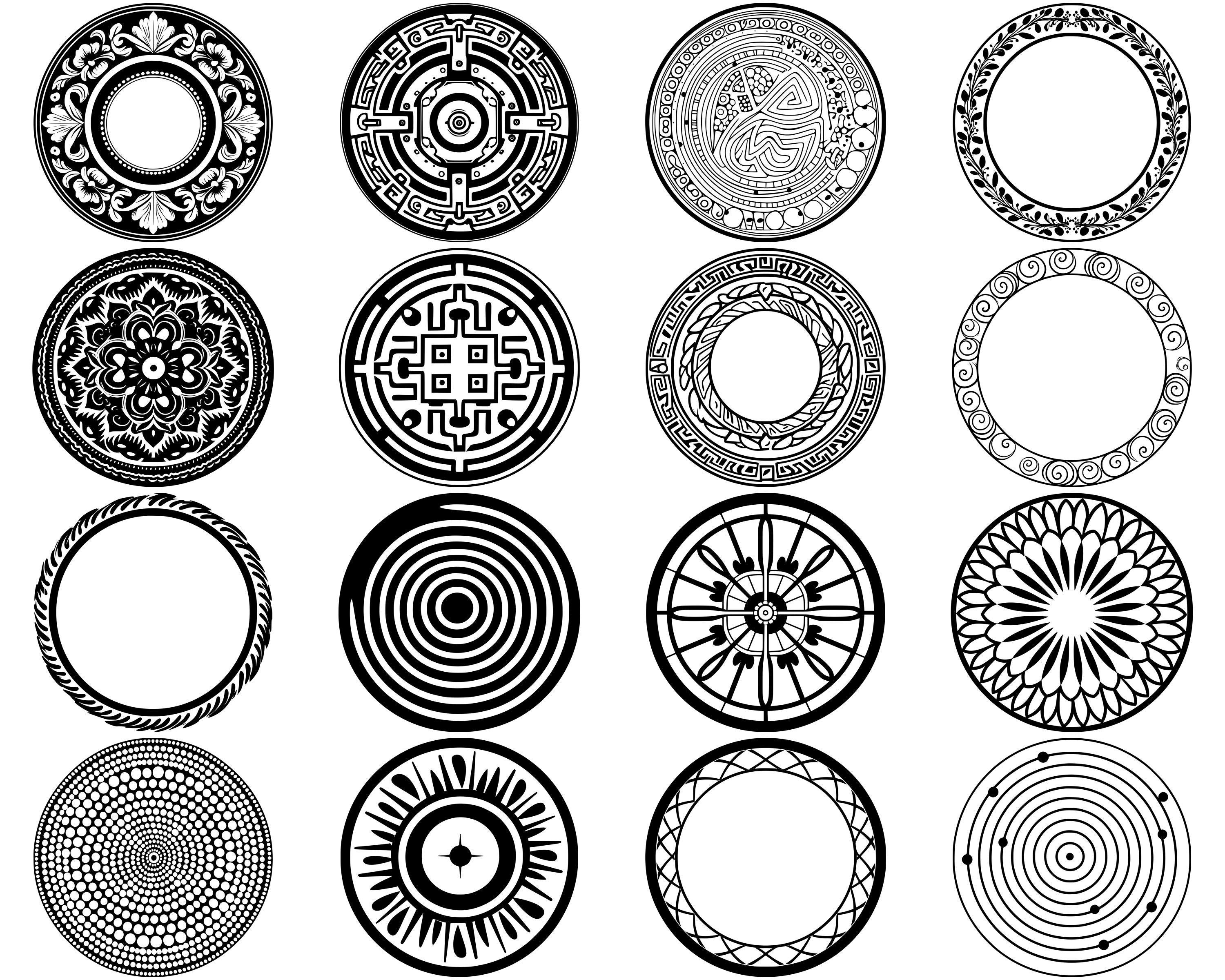 Round Circle SVG Bundle, Set of 100, Instant Digital Download, Png, Svg ...