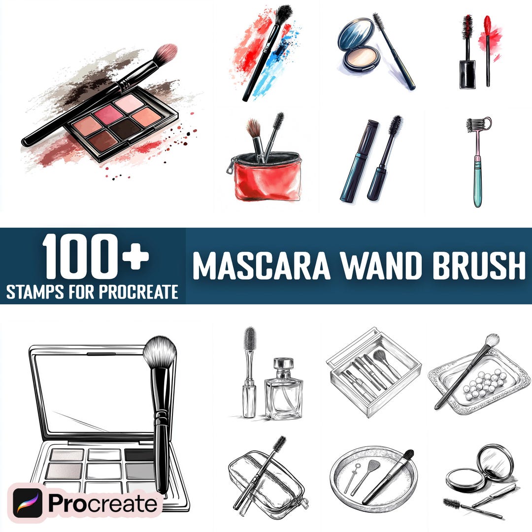100+ Mascara Wand and Brush Procreate Stamps, Brushes for Procreate ...