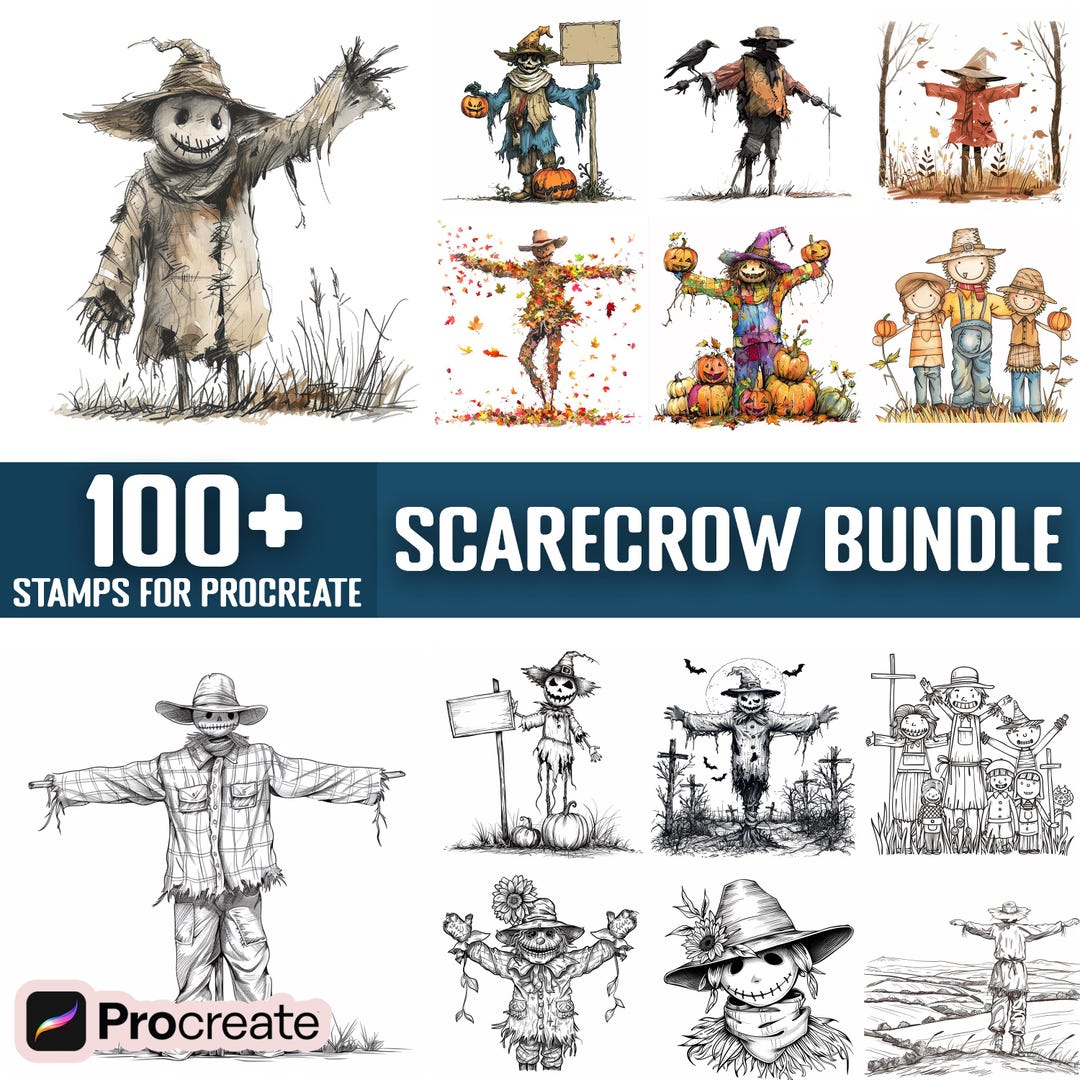 100+ Scarecrow Procreate Stamps, Brushes for Procreate, Instant Digital ...