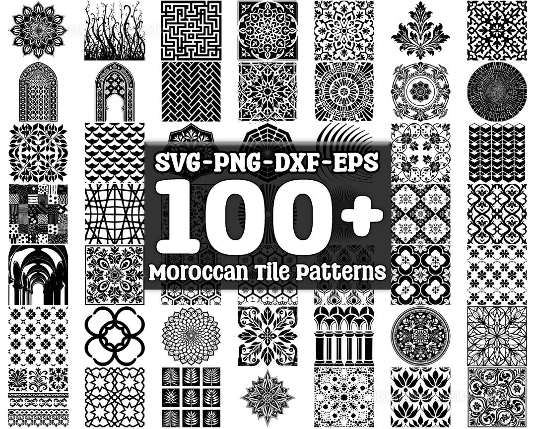 Moroccan Tile Patterns SVG Bundle, Set of 100, Instant Digital Download ...