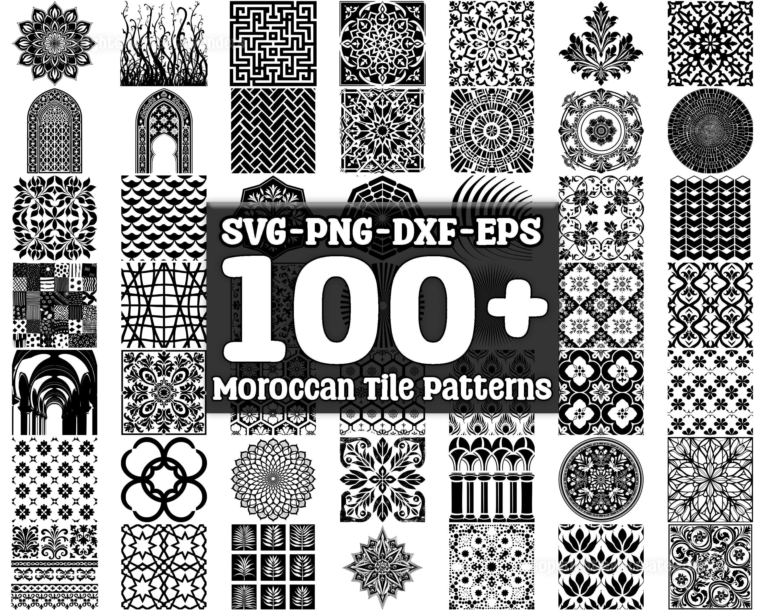 Moroccan Tile Patterns SVG Bundle, Set of 100, Instant Digital Download ...