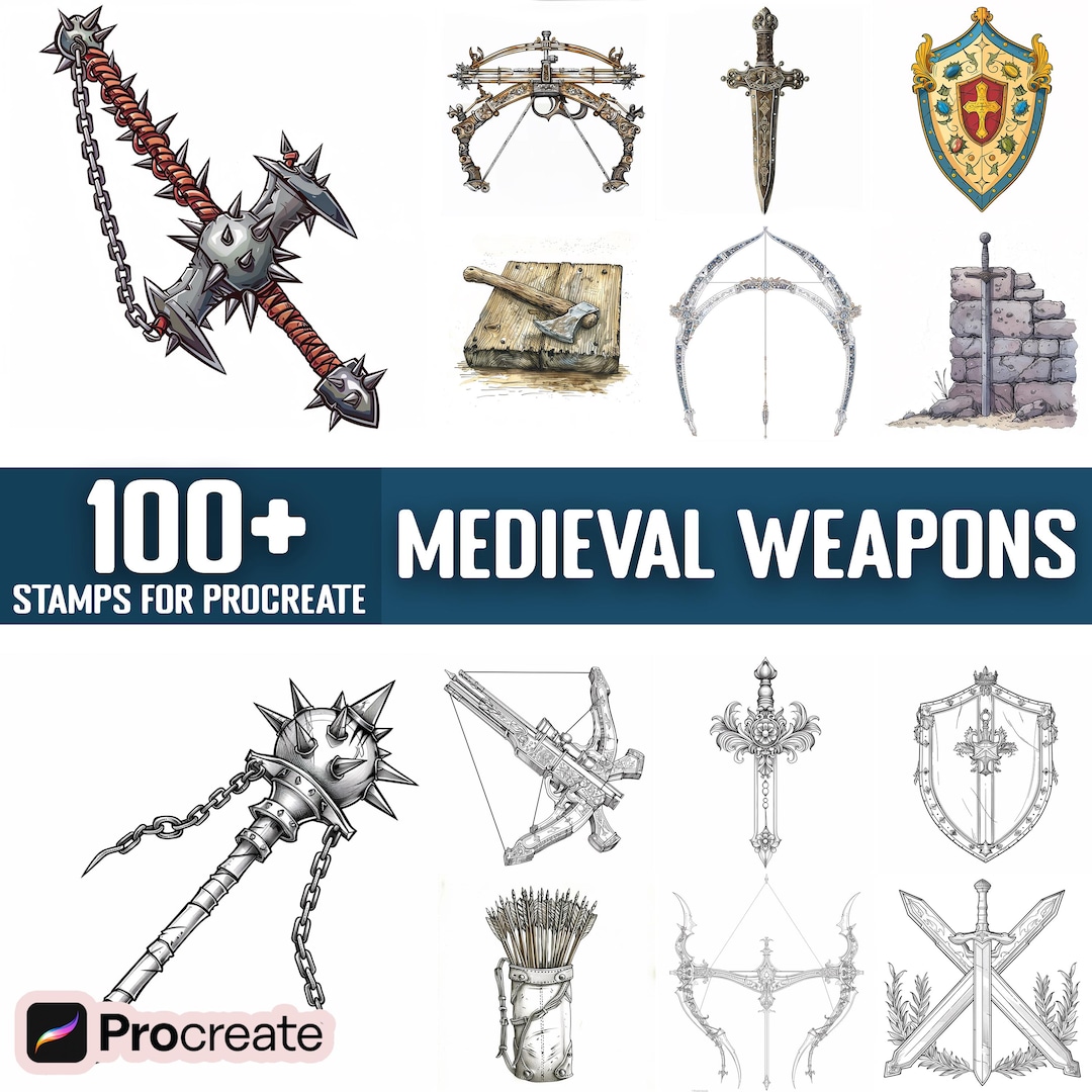 100+ Medieval Weapons Procreate Stamps, Brushes for Procreate, Instant ...