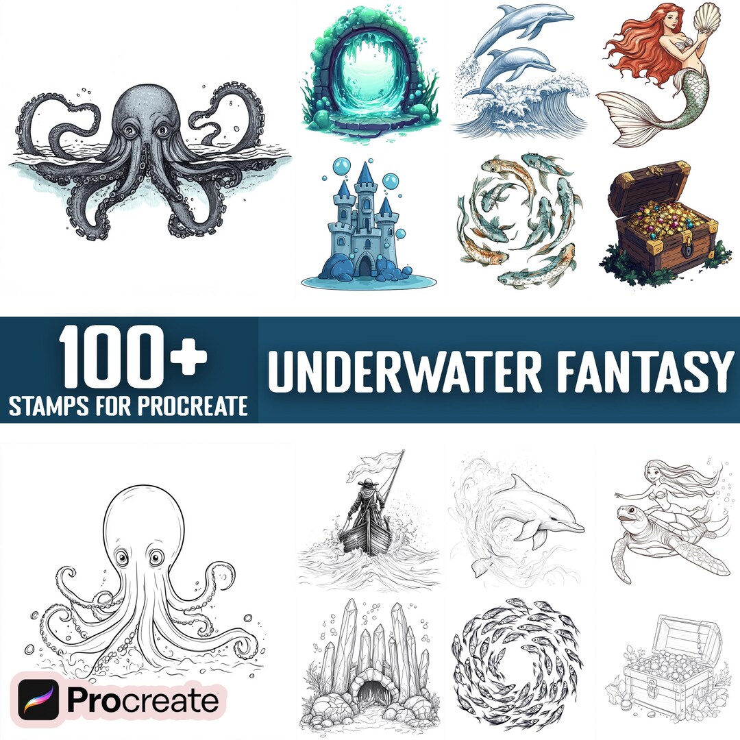 100+ Underwater Fantasy Procreate Stamps, Brushes for Procreate ...