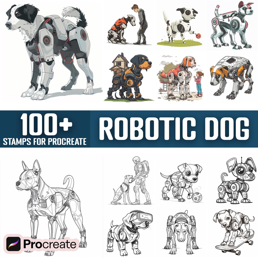 100+ Robotic Dog Procreate Stamps, Brushes for Procreate, Instant ...