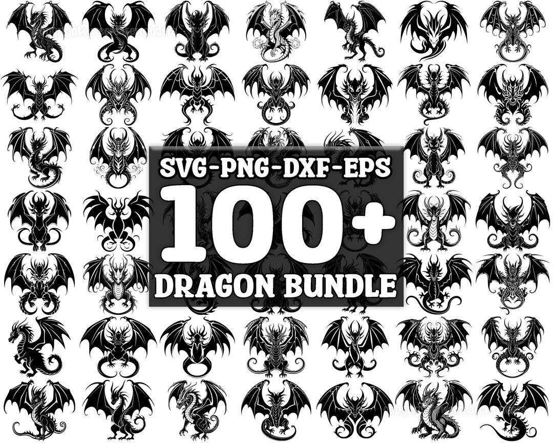 Dragon SVG Bundle, Set of 100, Instant Digital Download, Png, Svg, Eps ...
