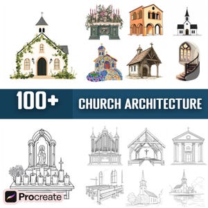 100+ Church Architecture Procreate Stamps, Brushes for Procreate ...
