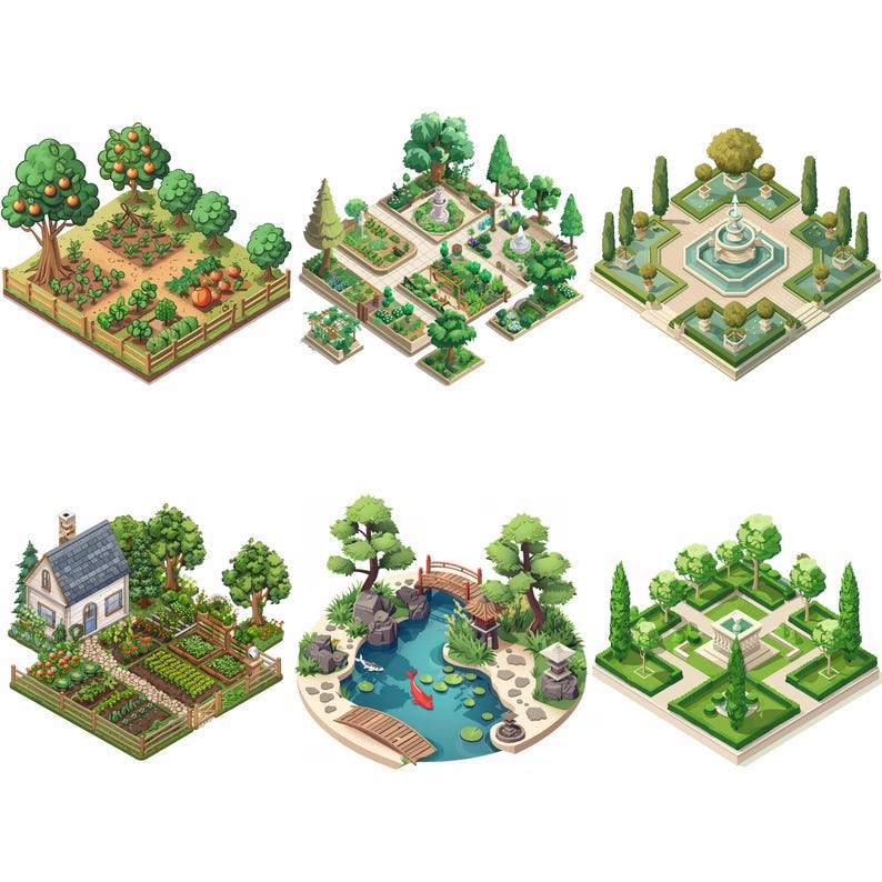 100+ Isometric Gardens Procreate Stamps, Brushes for Procreate, Instant ...