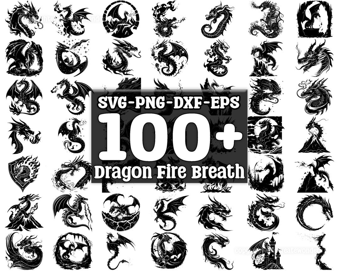 Dragon Fire Breath SVG Bundle, Set of 100, Instant Digital Download ...