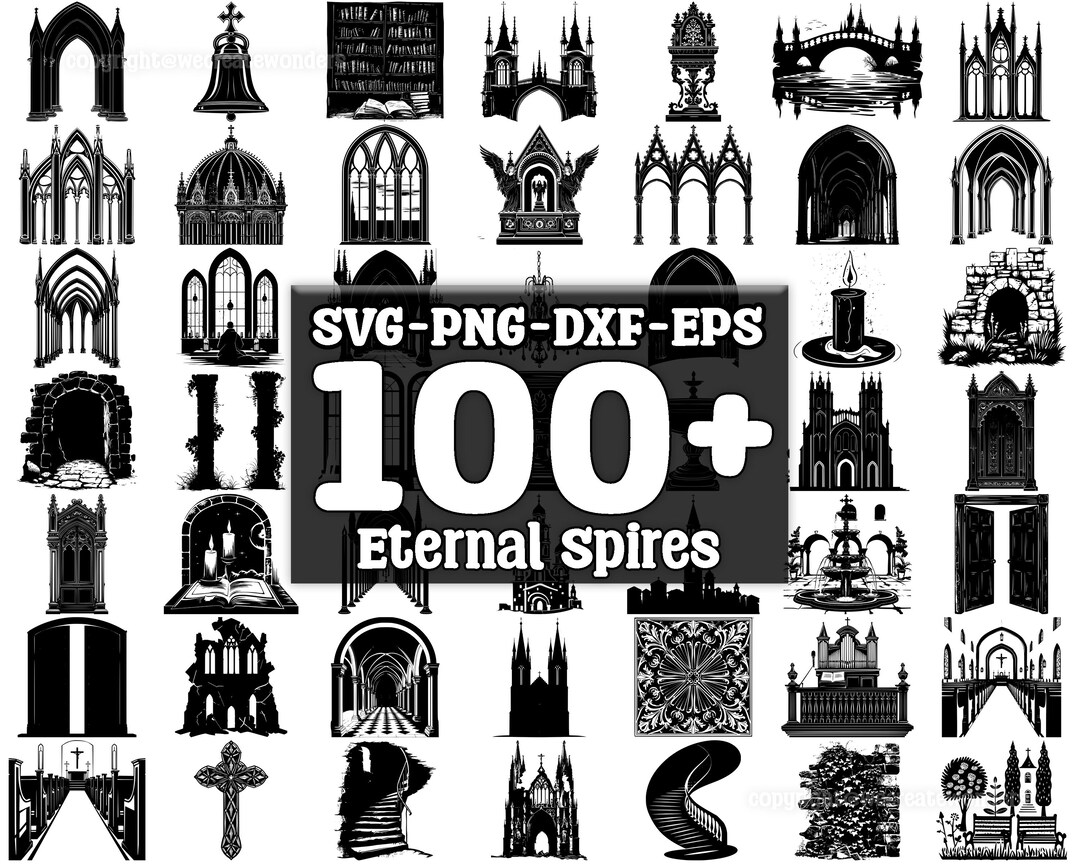 Eternal Spires SVG Bundle, Set of 100, Instant Digital Download, Png ...