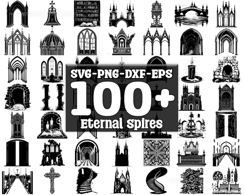 Eternal Spires SVG Bundle, Set of 100, Instant Digital Download, Png ...