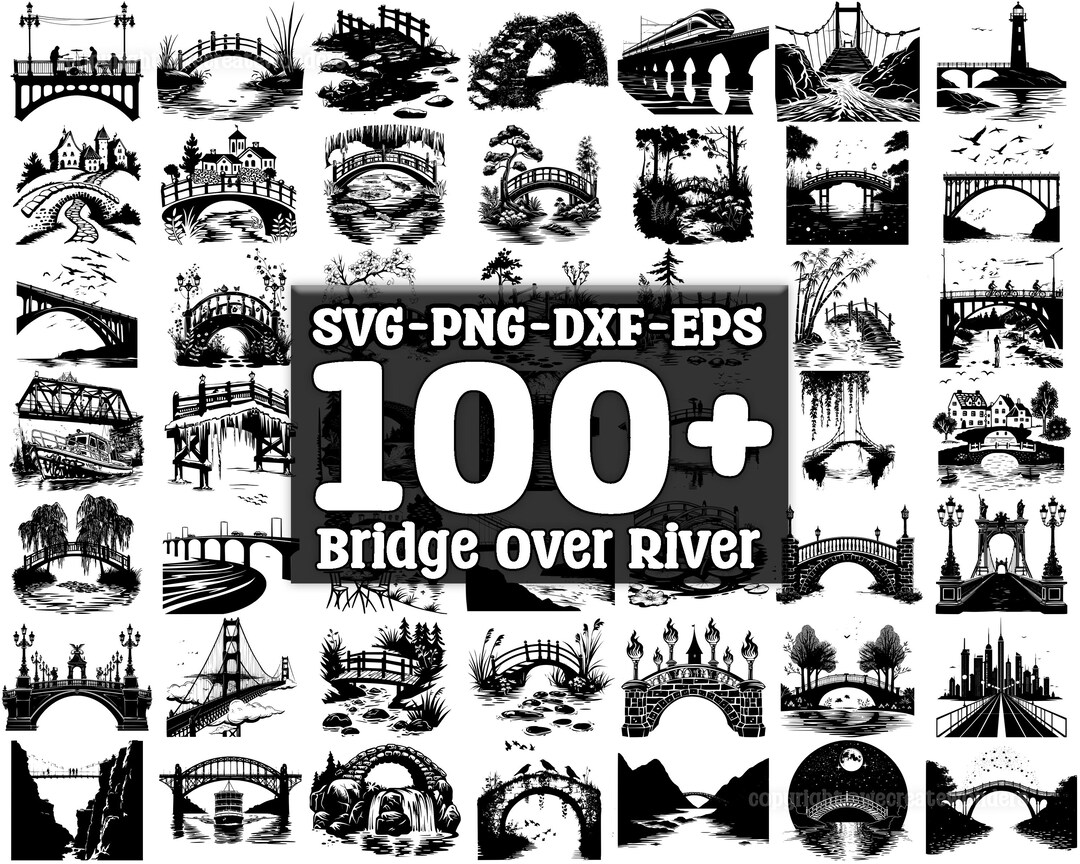 Bridge Over River SVG Bundle, Set of 100, Instant Digital Download, Png ...